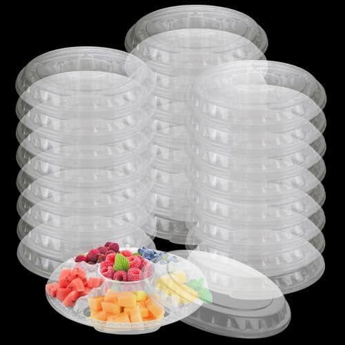 24PCS Disposable Veggie Tray with Lid for Fridge 10Inch Plastic Fruit ...