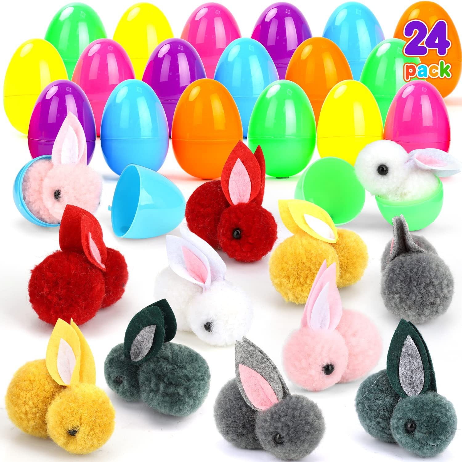 24PCS Easter Egg Stuffers Colorful Prefilled Easter Eggs with 12 ...