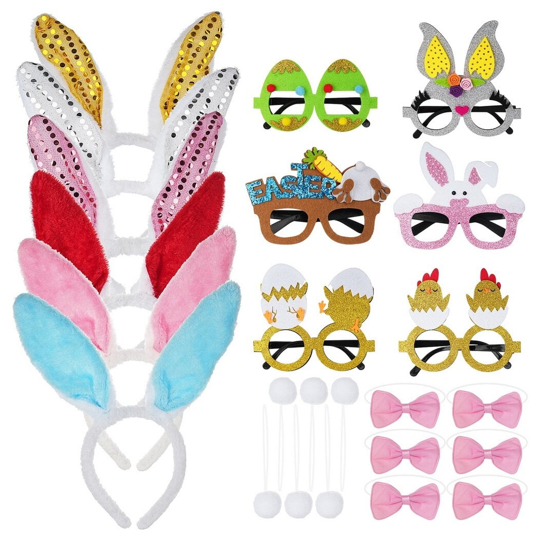 24PCS Easter Party Decorations Set, Include Bunny Ears Headbands ...