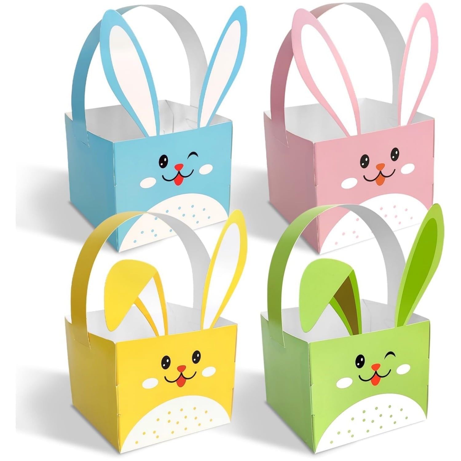 12PCS Easter Treat Boxes with Handles,Small Paper Easter Baskets Bulk ...