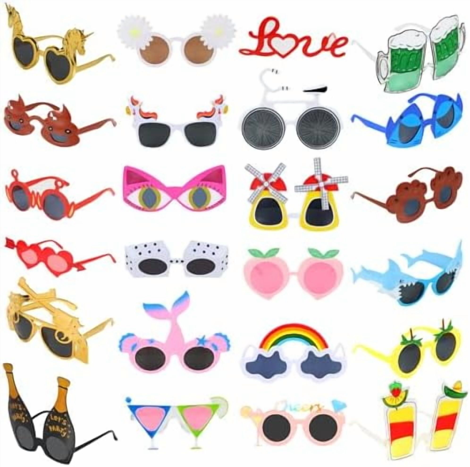 24PCS Funny Party Sunglasses, Crazy Photo Booth Props, Fun Novelty ...