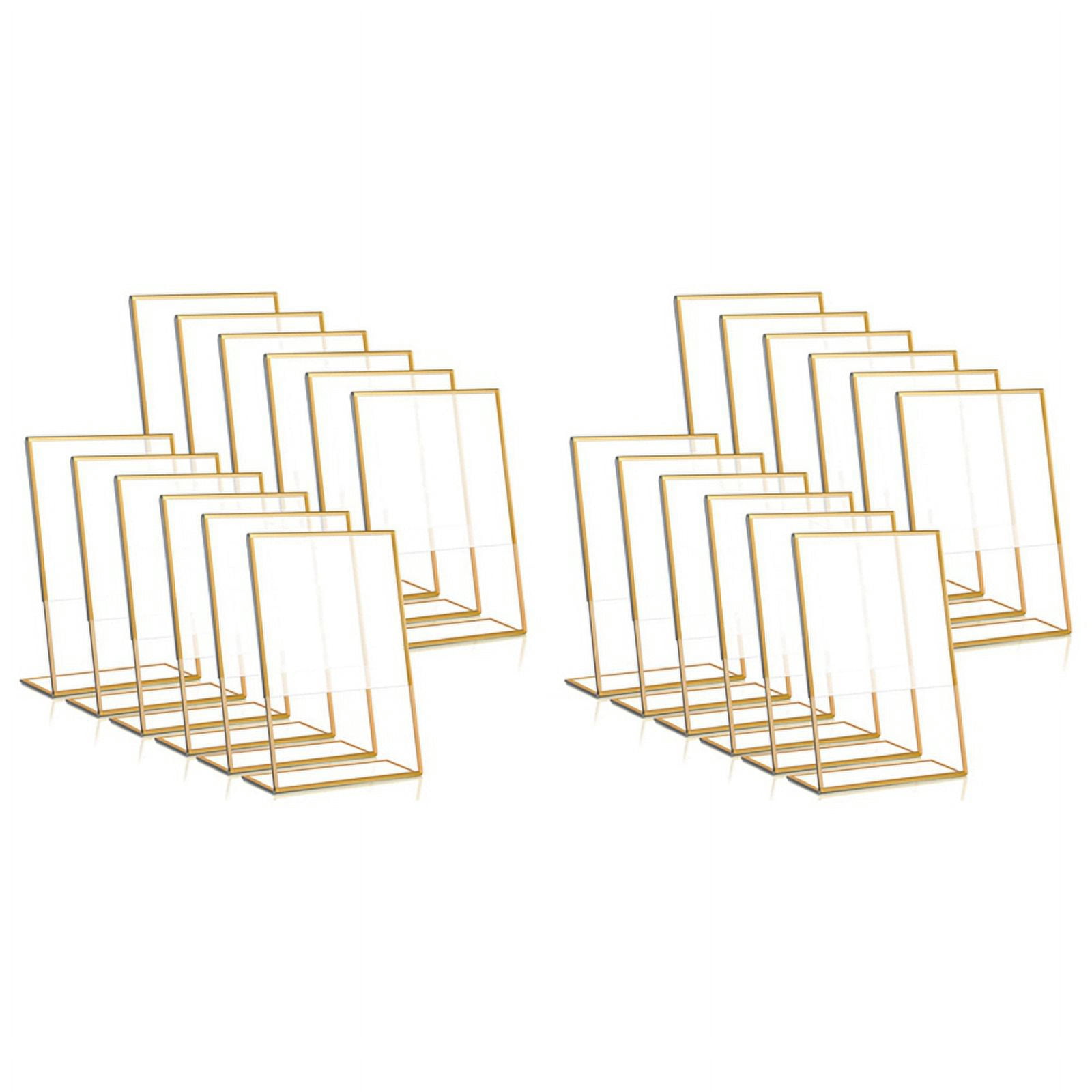 24PCS Gold Frame Acrylic Sign Holder Wedding Table Number Slanted Menu ...