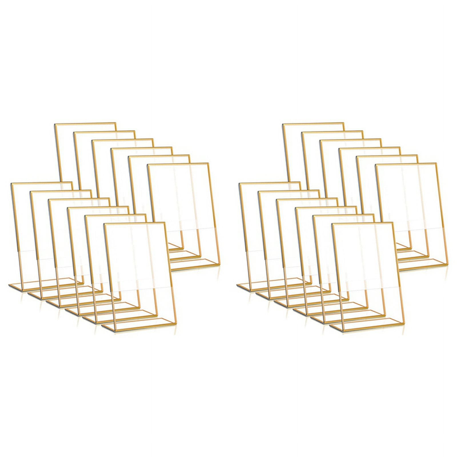 24PCS Gold Frame Acrylic Sign Holder Wedding Table Number Slanted Menu ...