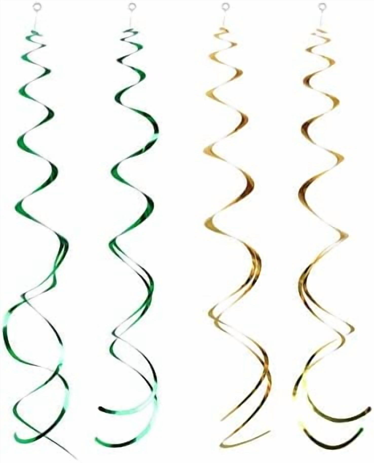 24PCS Green Gold Party Hanging Swirl Plastic Streamer Party Swirl ...