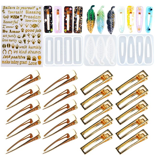 24PCS Hair Clip Silicone Mold Kit DIY Hair Pin Mold with Alligator Clip ...