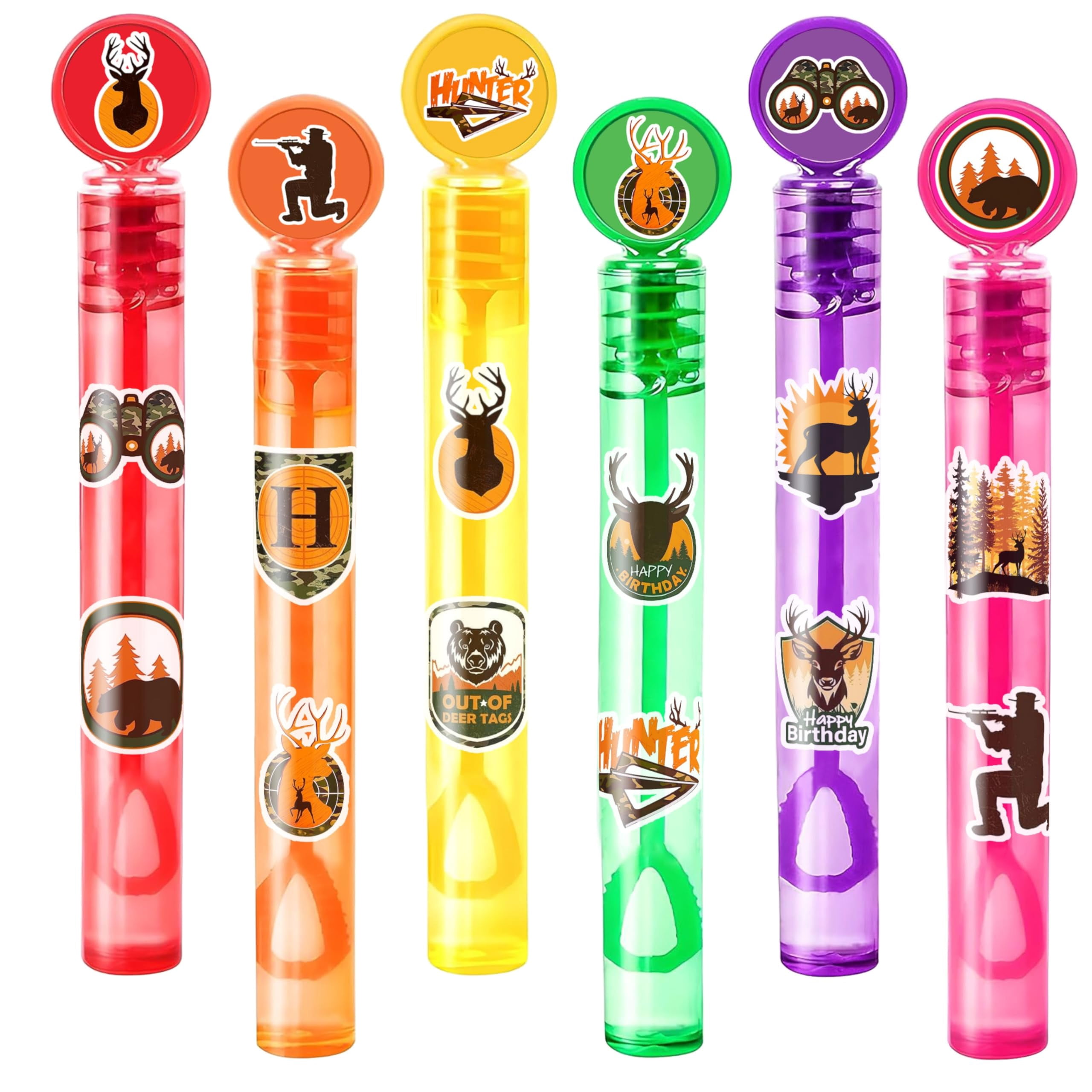 24PCS Hunting DIY Bubble Wands with 96PCS Stickers - Party Favor for ...