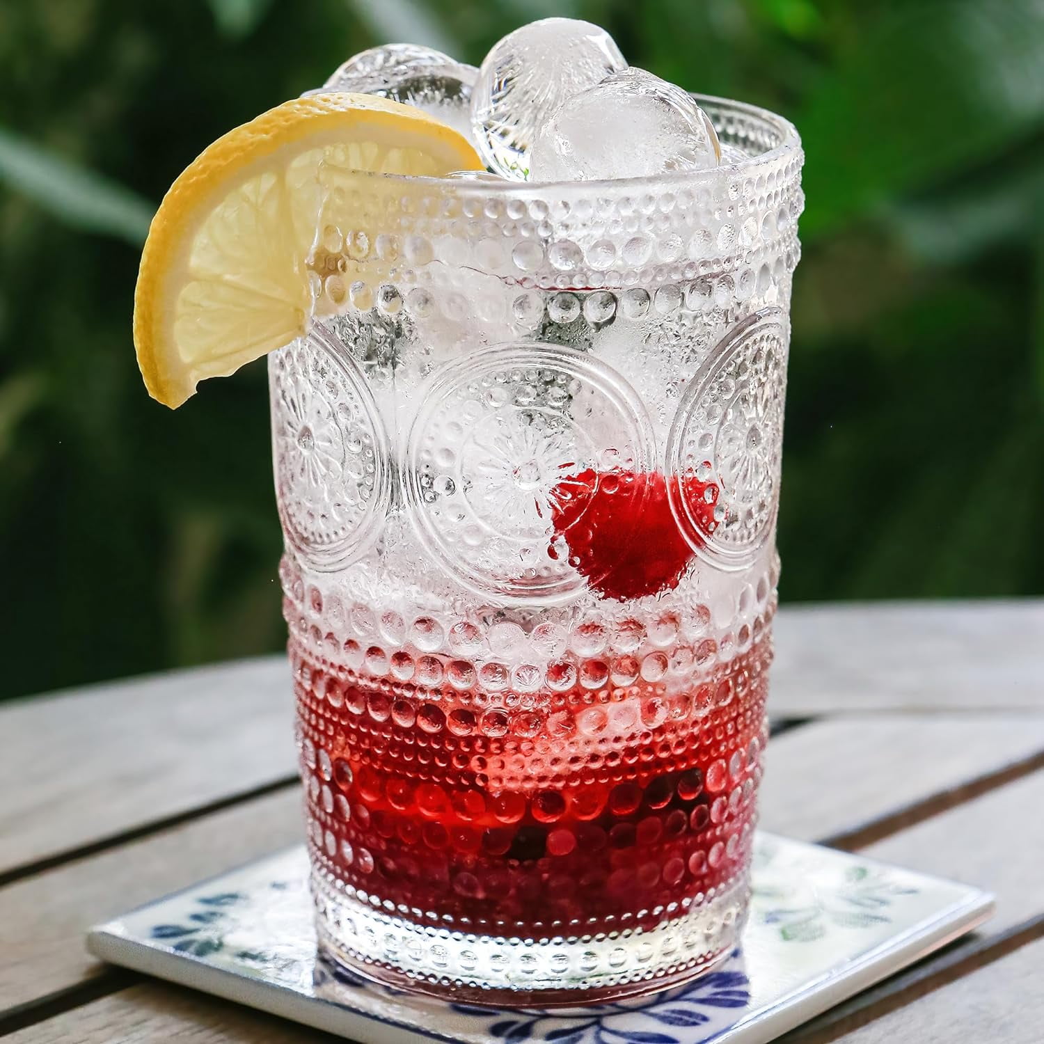 24PCS Kate Aspen 13 oz. Hobnail Beaded Floral Clear Drinking Glasses ...