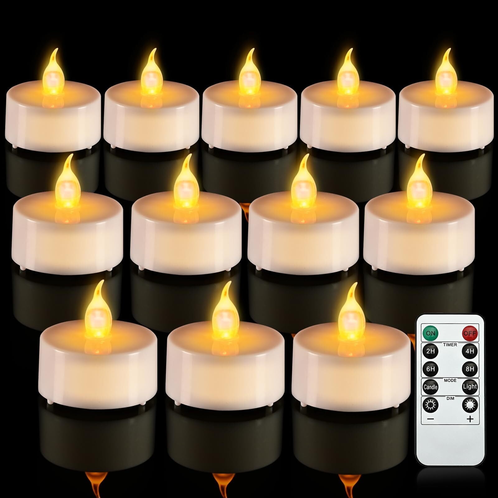 24PCS LED Tea Lights with Timer Remote Control Flameless LED Candles ...