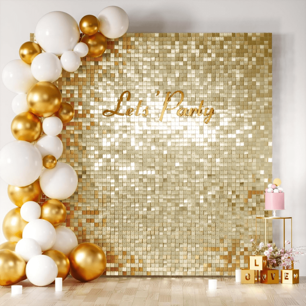 24pcs Light Gold Sequin Shimmer Wall Panels Baby Shower Birthday ...