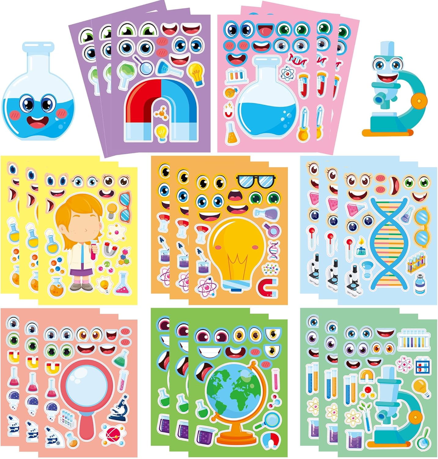 24PCS Make Your Own Science Theme Stickers, Science Mix and Match ...