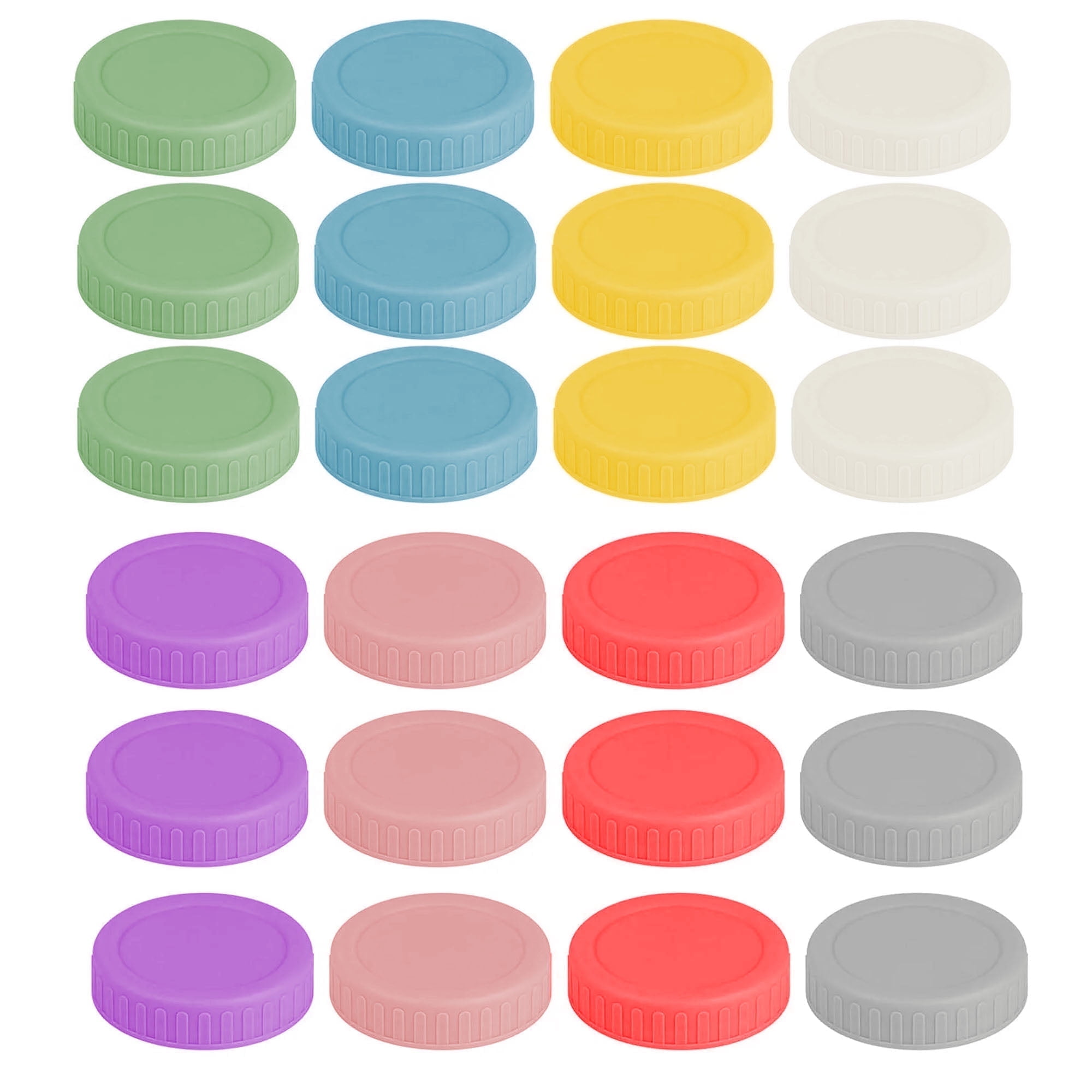 24PCS Mason Jar Lids - Colored Plastic Mason Lids Regular Mouth, Leak ...