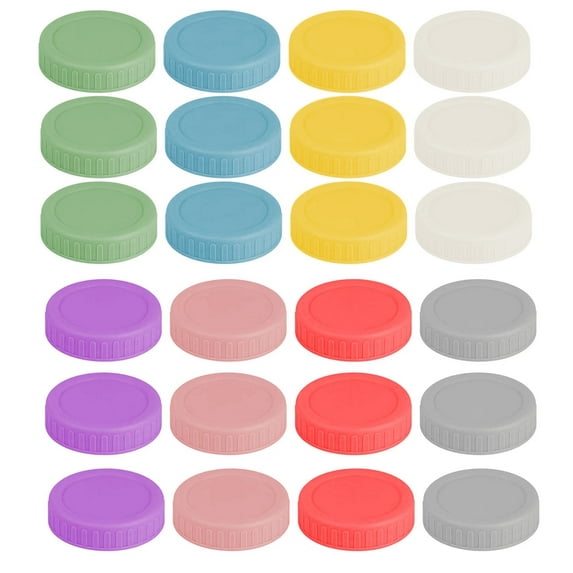 24PCS Mason Jar Lids - Colored Plastic Mason Lids Regular Mouth, Leak ...