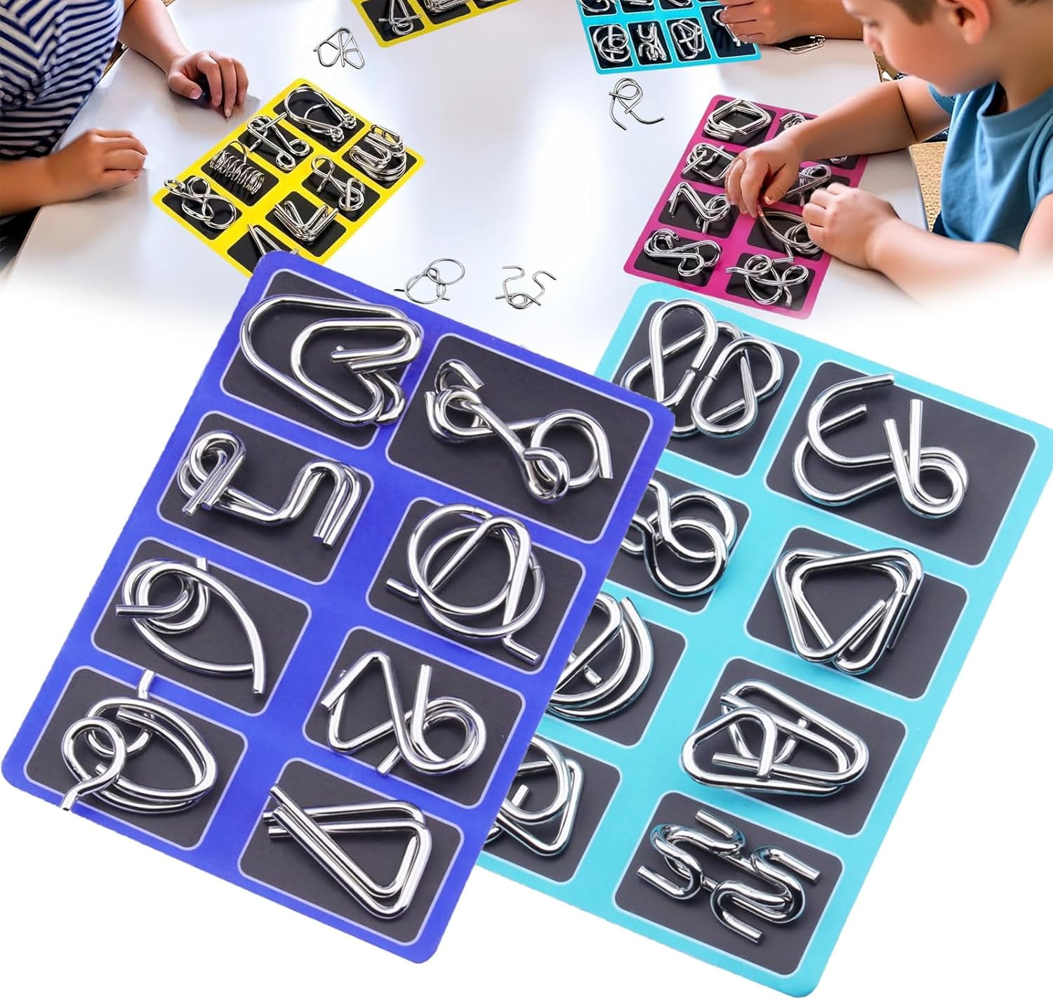 24PCS Metal Montessori Puzzle Solving - 3D Metal Challenge Puzzle Toy ...