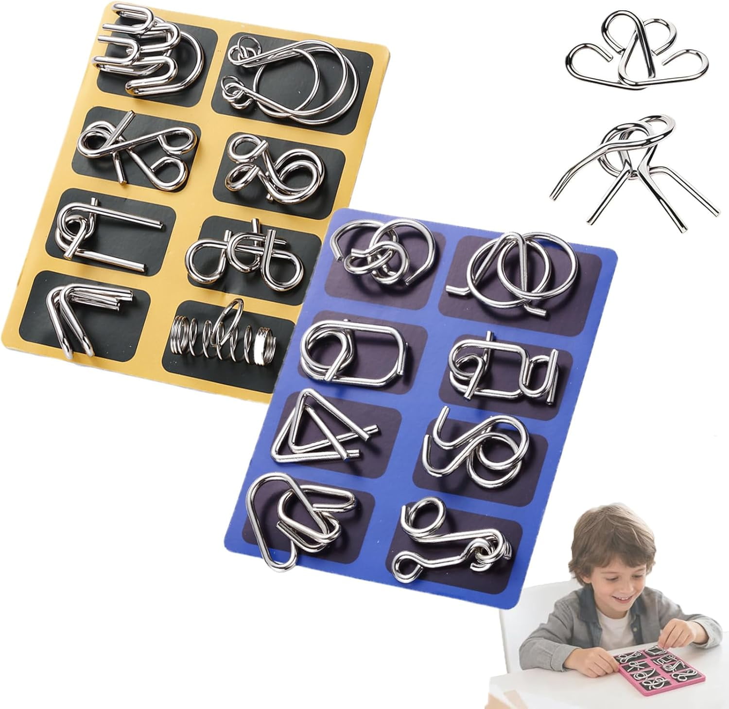 24PCS Metal Puzzle Solving, 3D Brain Teaser Puzzles for Adults & Kids ...