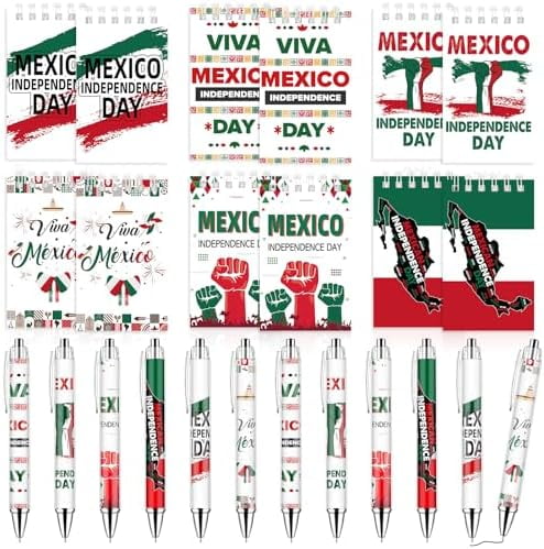 24PCS Mexican Independence Day Mini Spiral Notepad and Pen Set,Viva ...