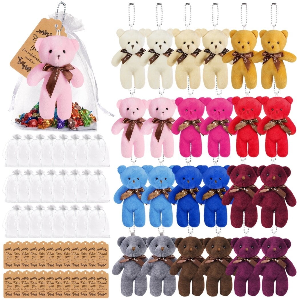 24PCS Mini Bear Stuffed Plush Bear, Mini Bear Bulk with Thank You Tag ...