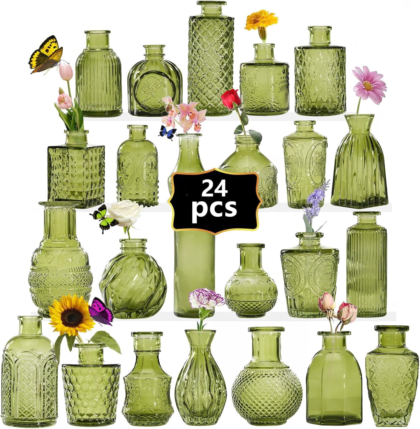 24PCS Mini Bud Vases As Wedding Centerpieces for Tables,Clear Bud Vases ...