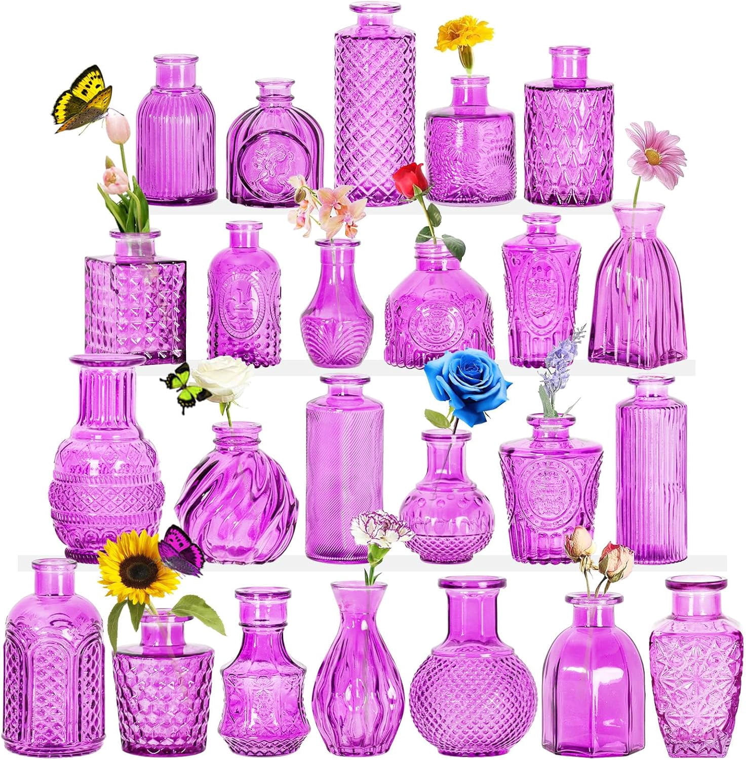 24PCS Mini Bud Vases As Wedding Centerpieces for Tables,Clear Bud Vases ...