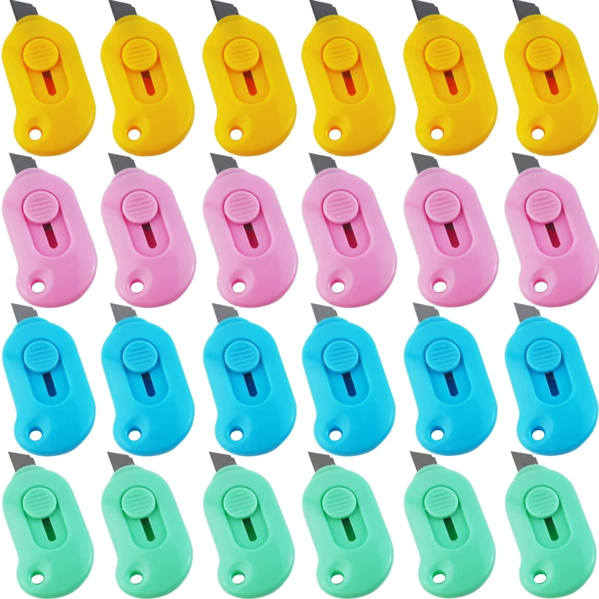 24PCS Mini Retractable Utility Knife Box Cutter Letter Opener Pocket ...