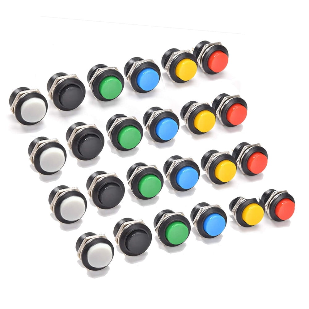 24PCS Momentary Push Button on Off Switch 16MM, 3A 250V AC 2-Pin Self-Resetting - Walmart.com