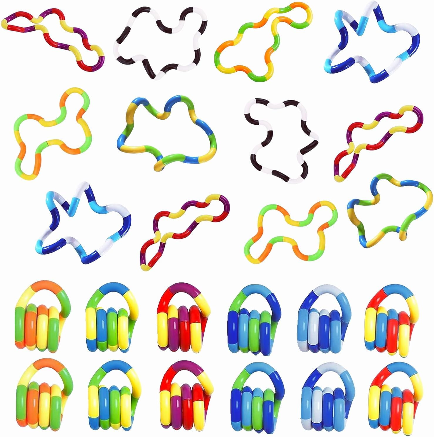 24PCS Multicolored Quiet Twisty Fidgets Toys, Squeeze, Twist and Spin ...