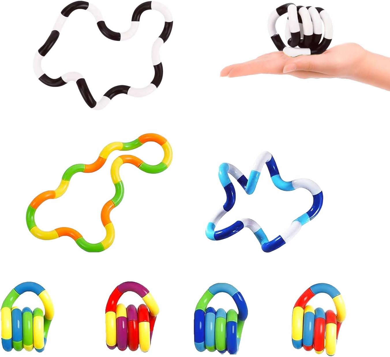 24PCS Multicolored Quiet Twisty Fidgets Toys, Squeeze, Twist and Spin ...