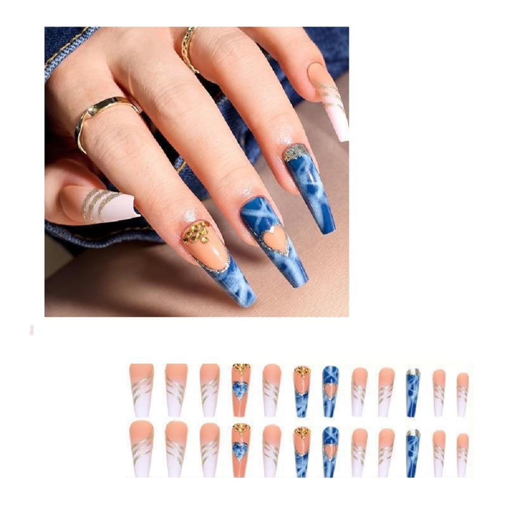 24PCS Nail Art Finished Hottie Flash nails Instagram Style Wear nail ...