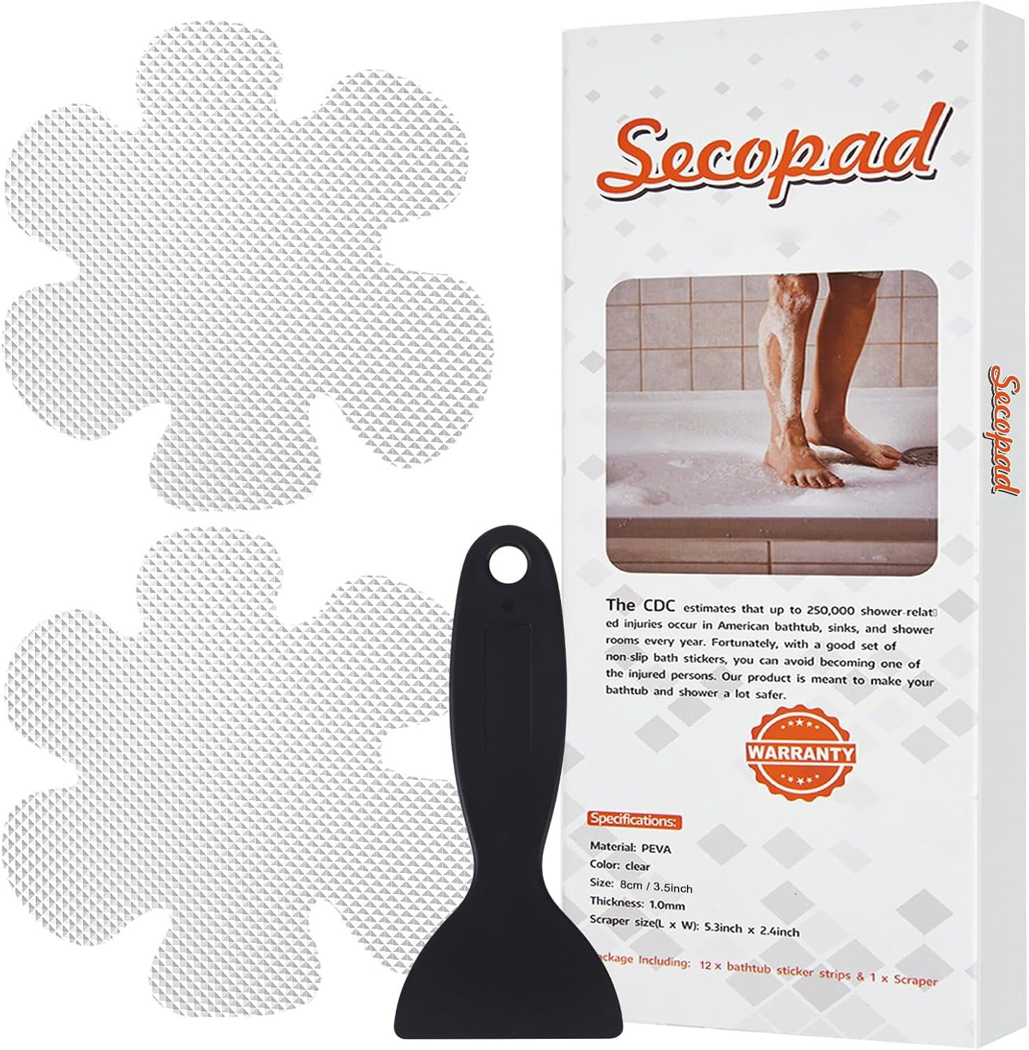 24PCS Original Bathtub Stickers Non-Slip, Safety Shower Treads Adhesive ...
