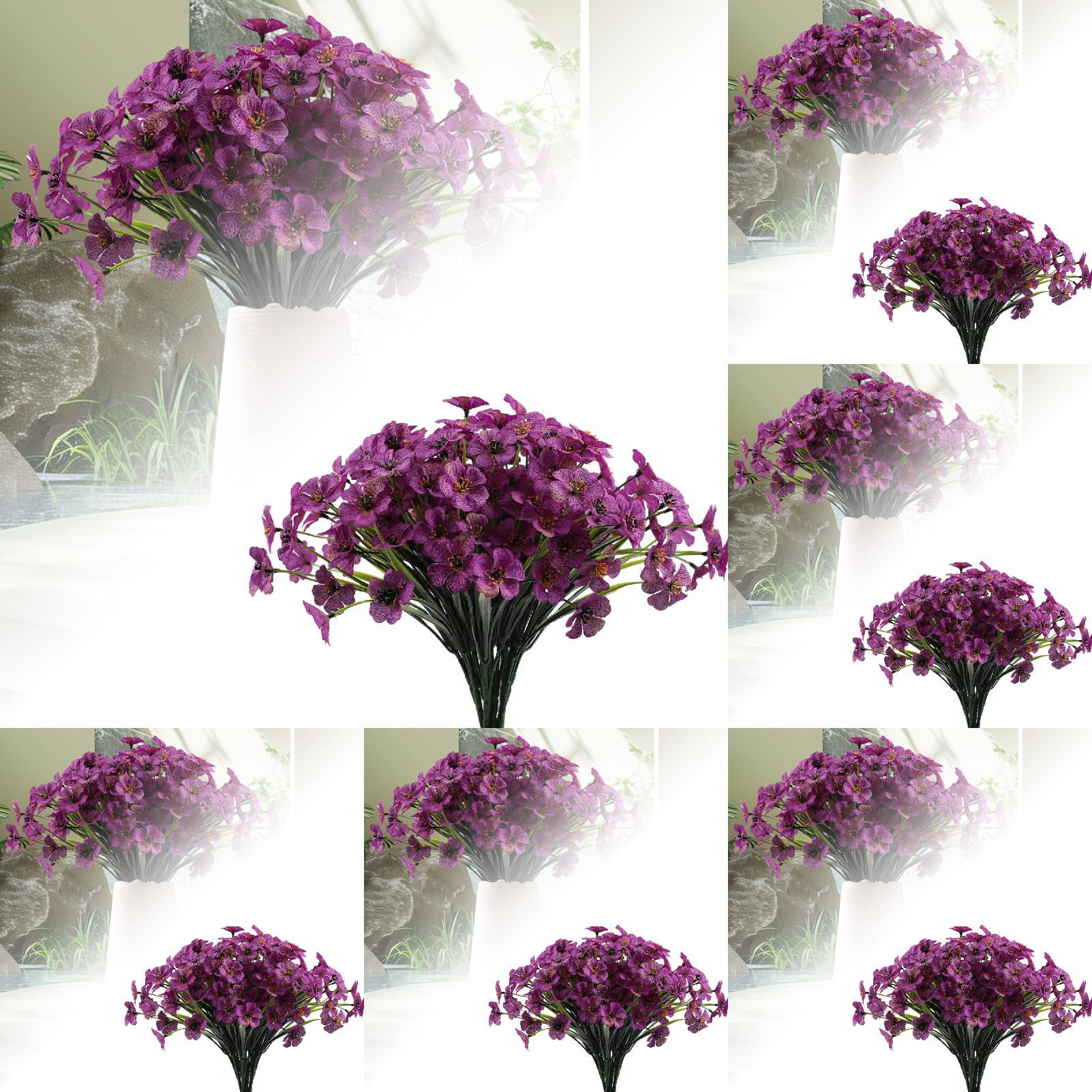 24PCS Outdoor Artificial Flowers - Colorful & Flowering Shrubs for Garden, Patio & Home Decor ...
