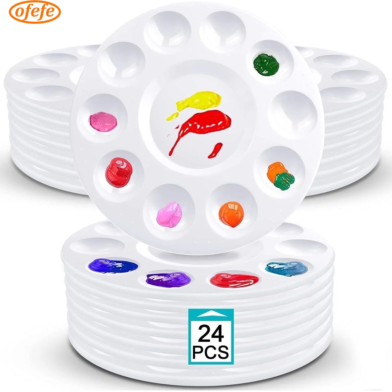 24PCS Paint Trays for Kids,Art Paint Tray Palette Plastic Pallet for ...