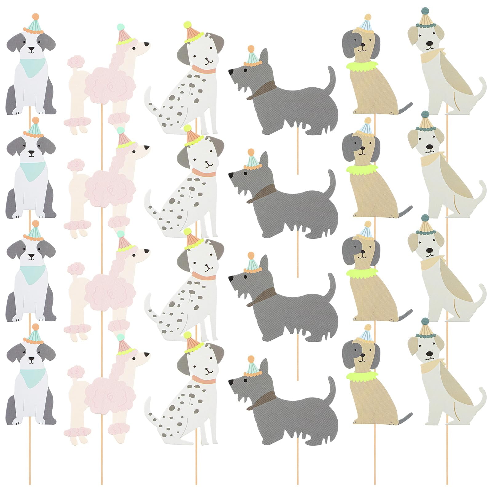 24PCS Pet Dog PriNst Cupcake Toppers, Pet Dog Themed Birthday Party ...