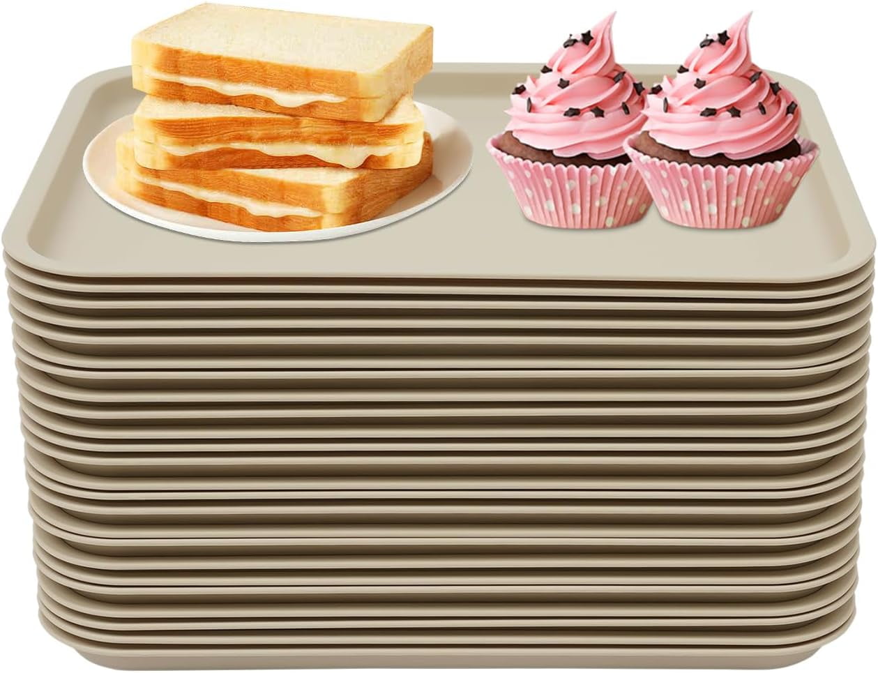 24PCS Plastic Cafeteria Trays - Durable Restaurant Serving Trays for ...