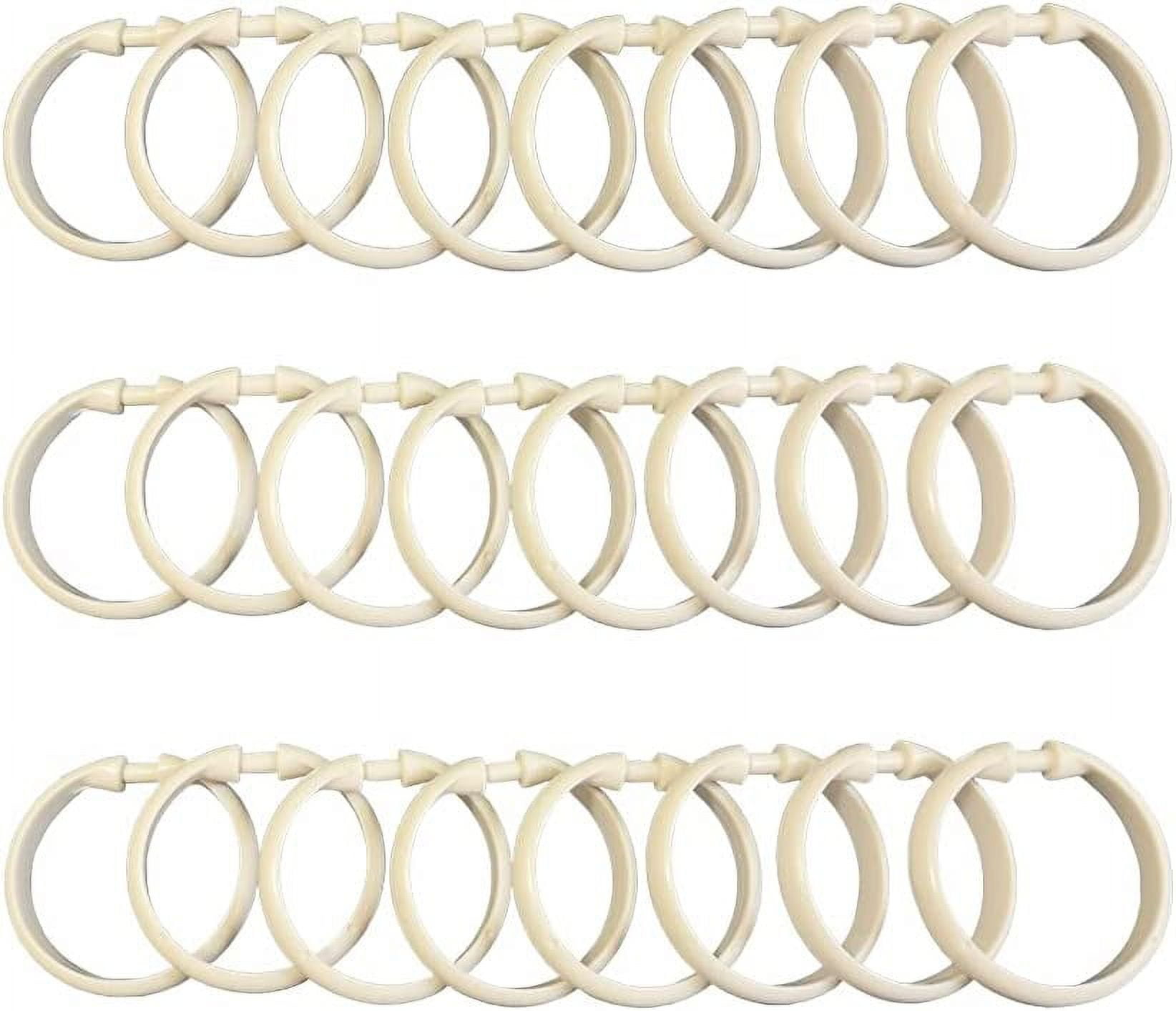 24PCS Plastic Round Rings for Curtain Shower Rod Hooks Unbreakable ...