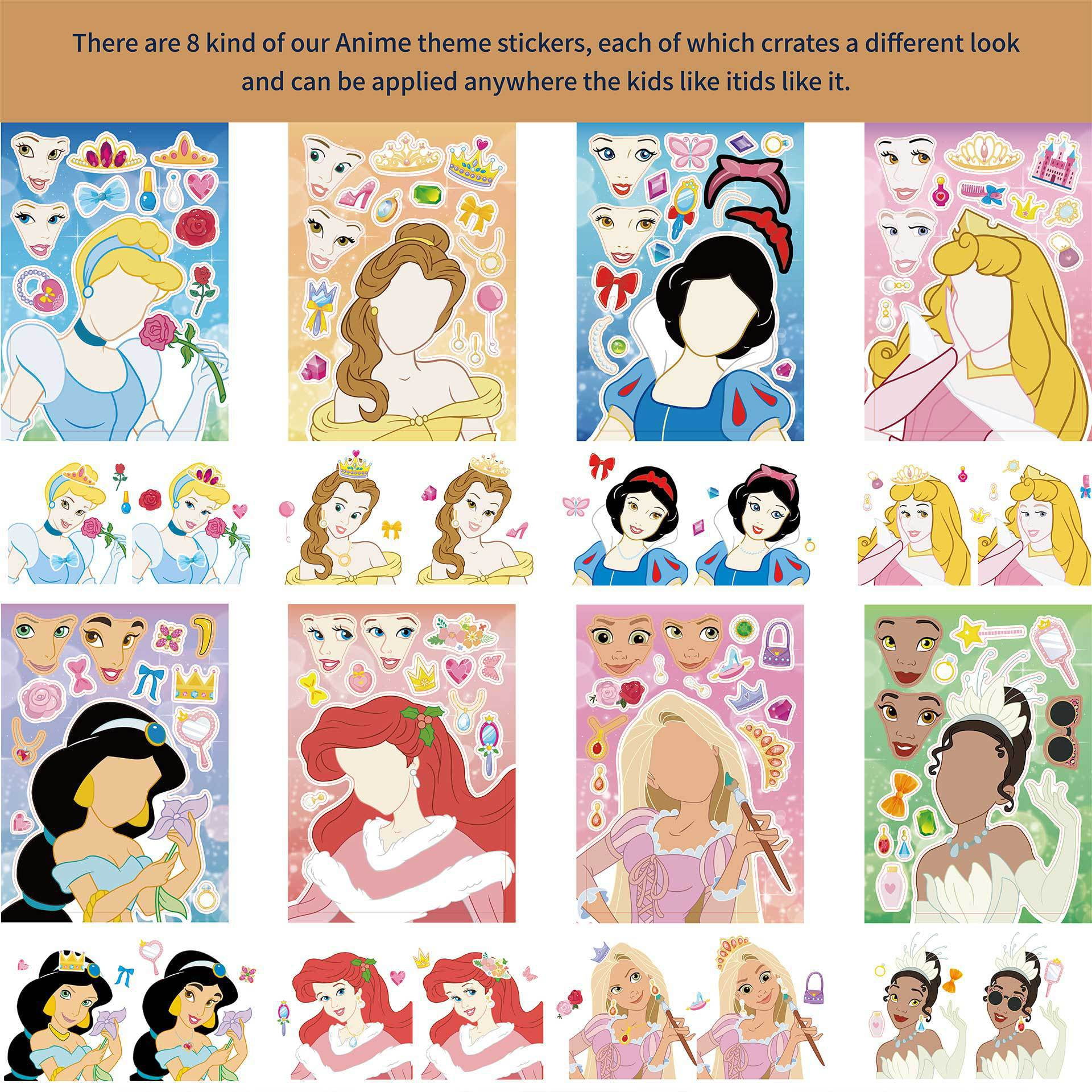 24PCS Princess Stickers for Kids Make Your Own Princess, Girls Make a ...