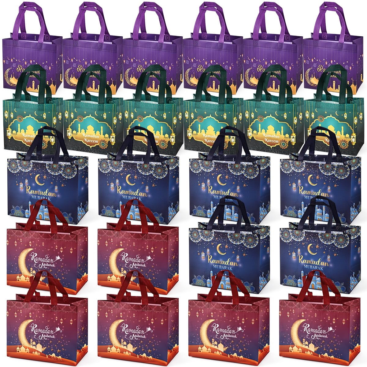 24PCS Ramadan Mubarak Reusable DHF10 Gift Bags, Assorted Sizes with ...