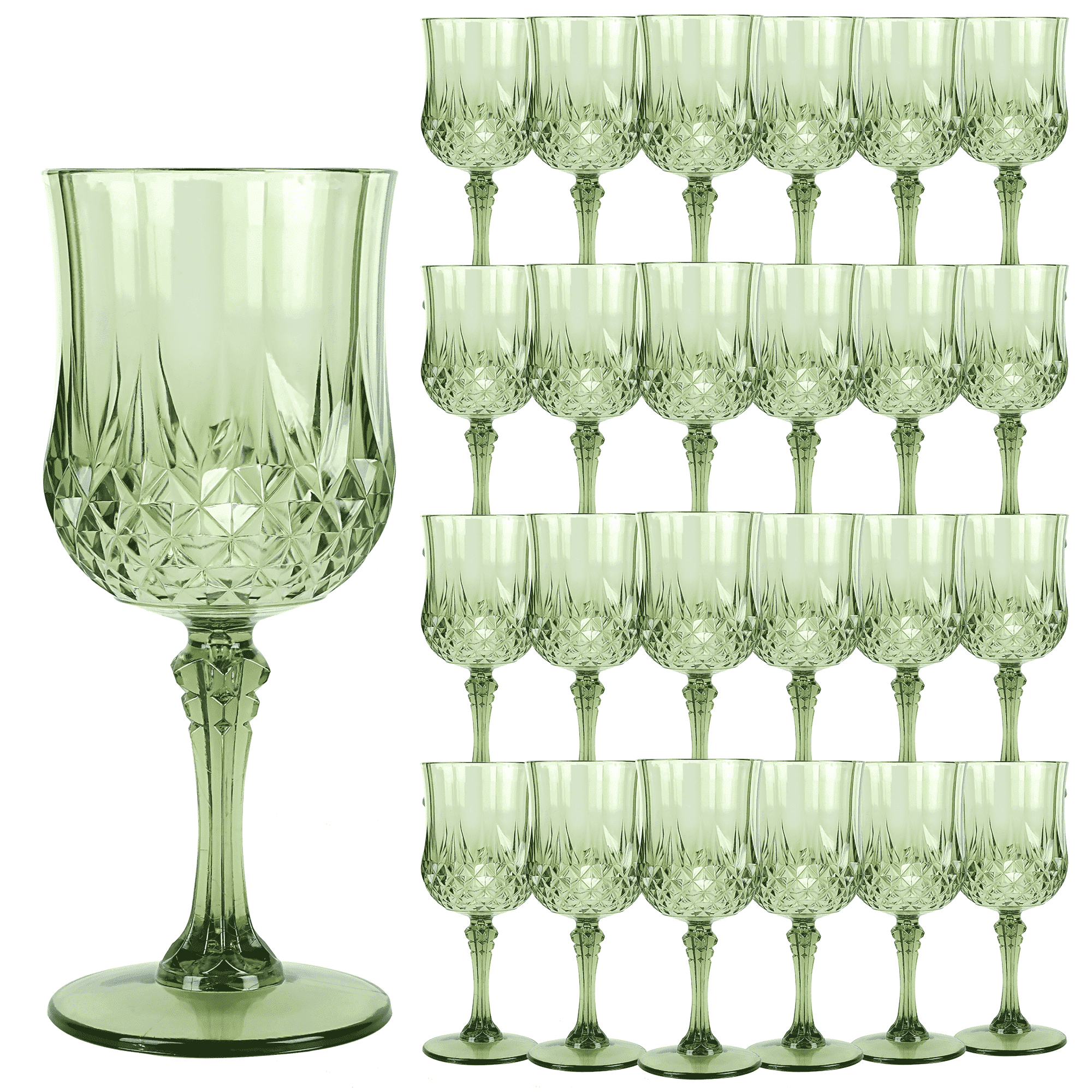 ZHURUININ Reusable Plastic Wine Glasses ，Sage Green，7oz，24Pack ...