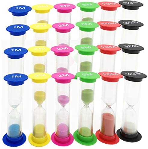 24PCS Sand Timer Assortment Plastic Sand Clock Timer 30s / 1min / 2mins ...