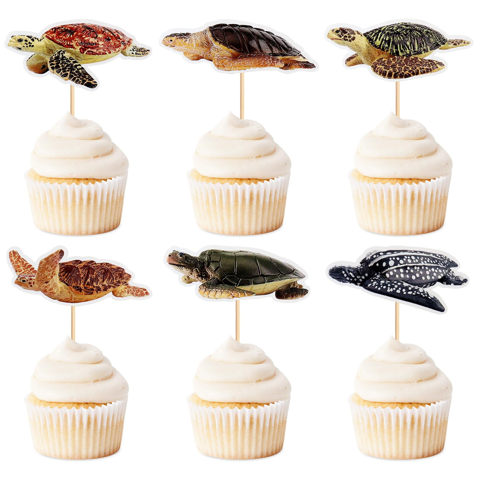 24PCS Sea Turtles Cupcake Toppers Ocean BSL1 Sea Theme Baby Shower Boy ...