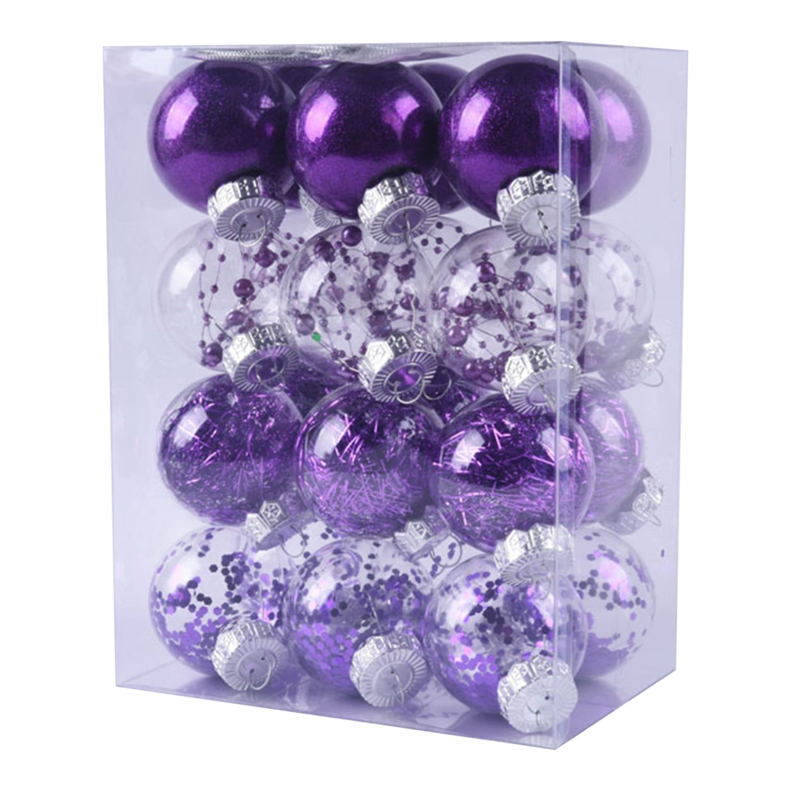 24PCS Shatterproof Christmas Tree Ornaments,6CM Colorful Plastic ...