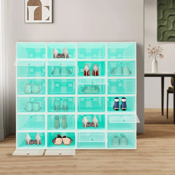 24PCS Shoe Storage Box Stackable Shoe Storage Organizer Container 33*23 ...