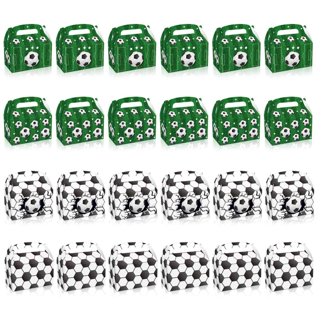 24PCS Soccer Treat Boxes Football Treat Bags Gift Boxes with Handle ...