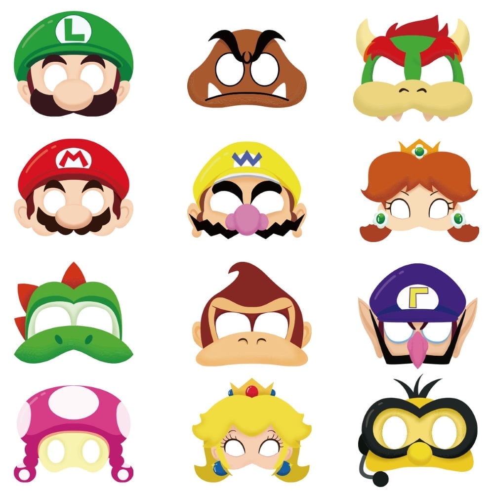 24PCS Super Mario Bros Paper Party Glasses Birthday Party Decoration ...