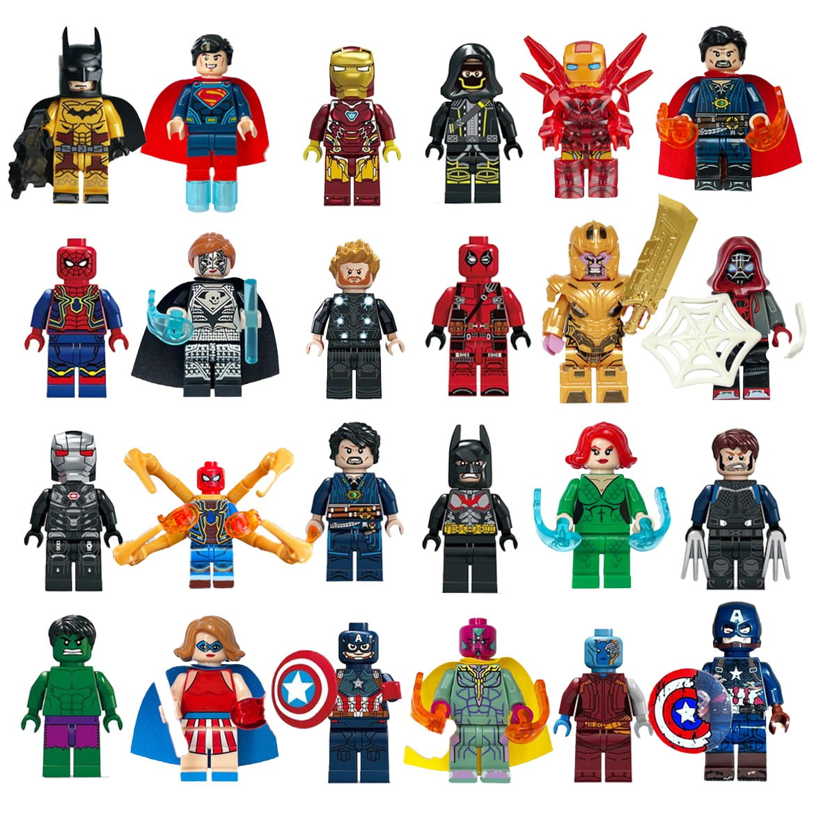 24PCS Superheros Team Special Forces Custom Minifigures, 1.77 inch ...