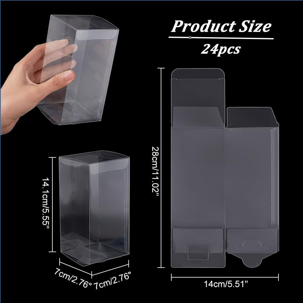 24PCS Transparent PVC Box 2.76×2.76×5.55 inch Plastic Clear ...