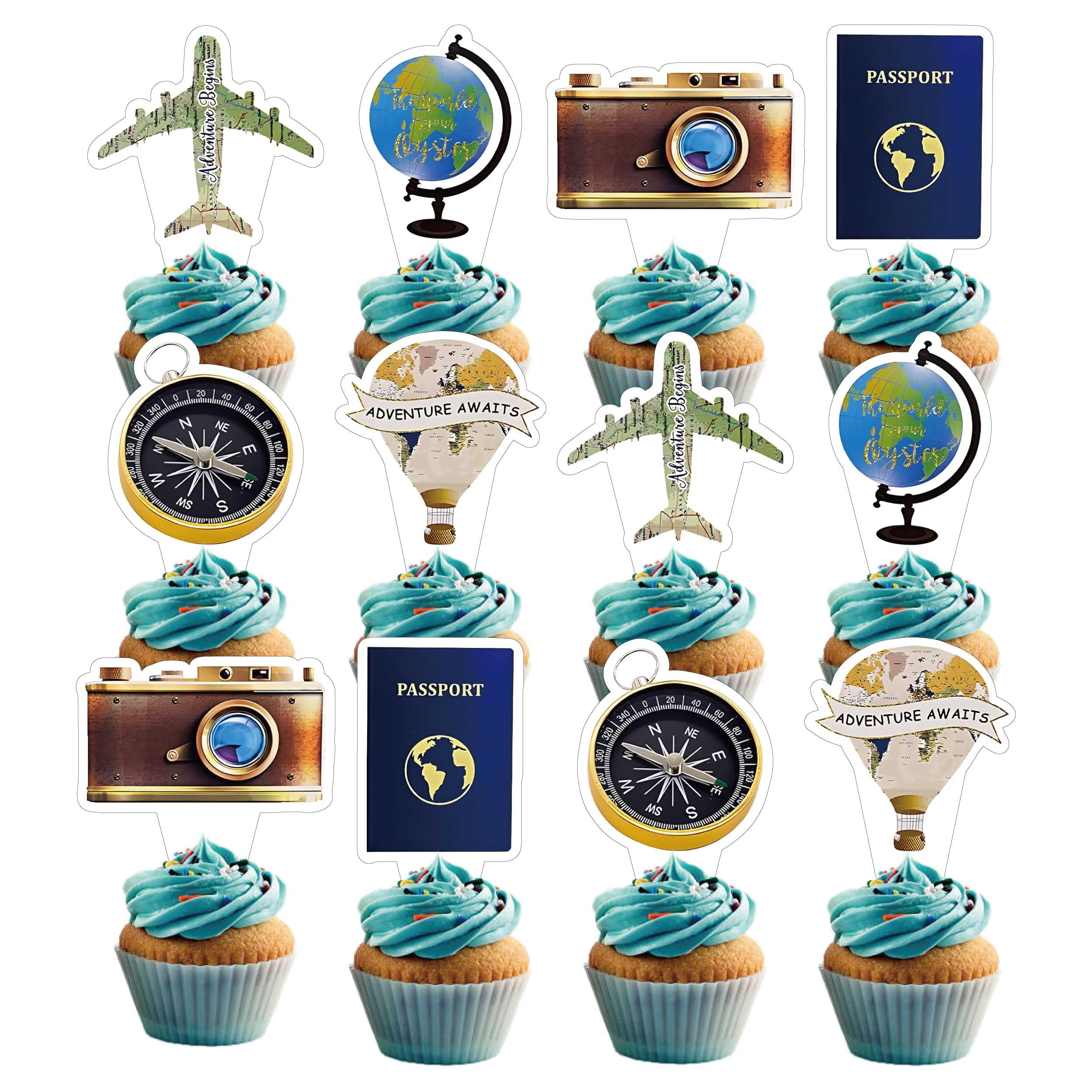 24PCS Travel Theme Birthday MMF7 Party Decorations Travel Cake ...