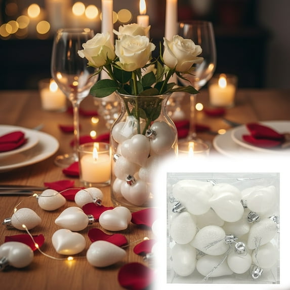 24PCS Valentine's Day Decorations Heart Ornaments 3 Styles 2 Sizes ...