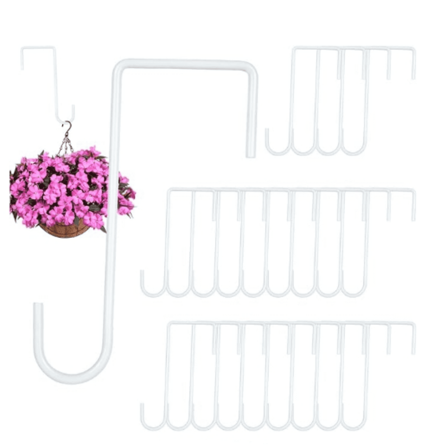 24PCS Vinyl Fence Hooks, 3 x 8 Inches White Powder Coated Fence Hangers ...