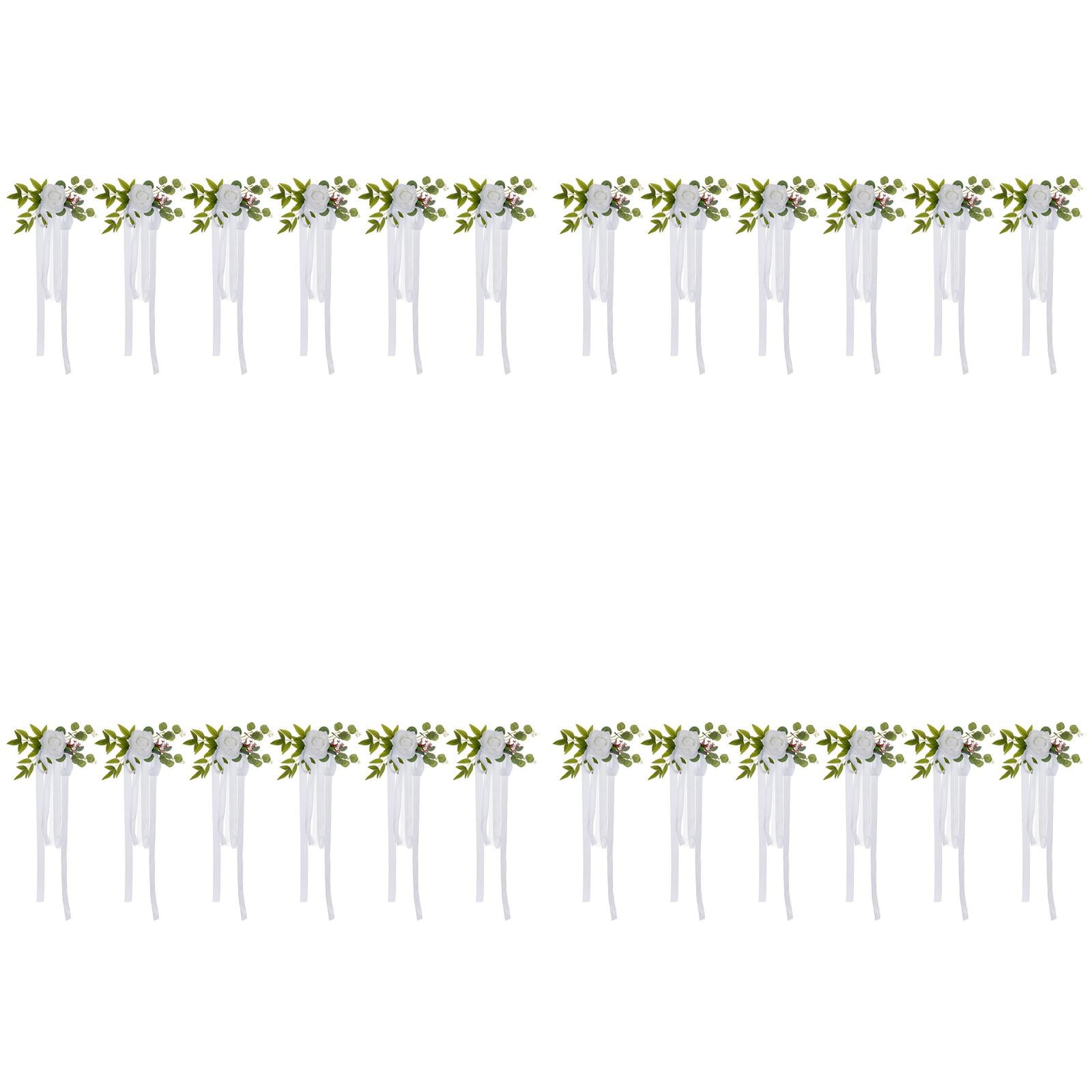 24PCS Wedding Aisle Chair Decorations - Rose Floral Pew Flowers with ...