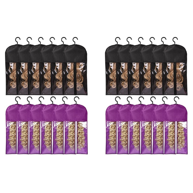 24PCS Wig Bags Storage with Hanger Hair Extension Holder for Multiple ...