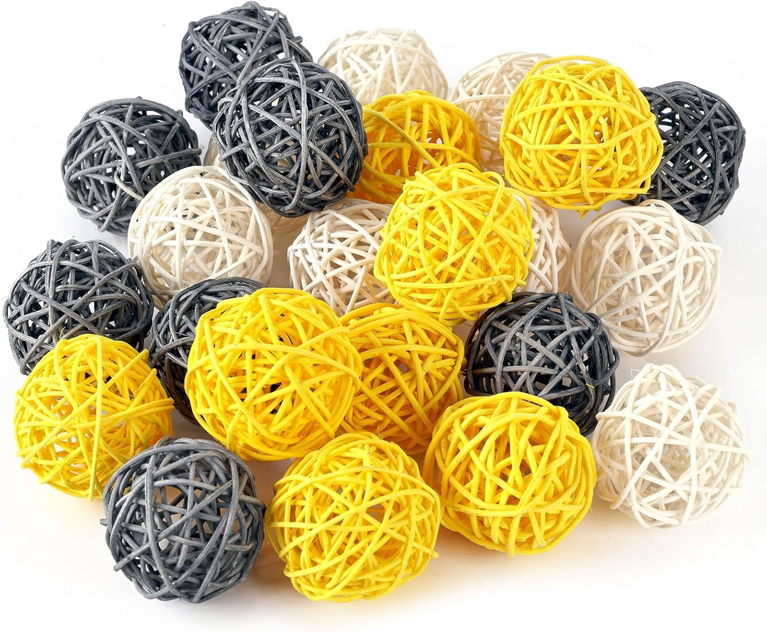 24PCS Yellow Decorative Balls for Bowl Centerpiece, 2 Inch Rattan Bowl ...